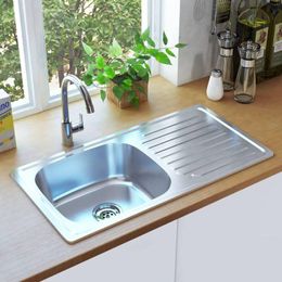 Küchenspüle Einbauspüle - Waschbecken Einzelbecken - mit Sieb und Siphon Edelstahl BV947517 Bonnevie