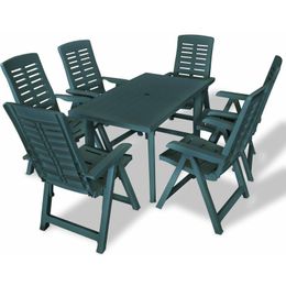 7-tlg. Gartenmöbel Set Sitzgruppe Garten mit Tisch und Stühlen - Kunststoff Grün BV179587 Bonnevie