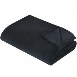 Beliani - Kuscheldecke Schwarz Polyester Stoff 150 x 200 cm Einfarbig Modern Überwurf für Bett Sofa Couch Sessel Erwachsene Wohnzimmer Schlafzimmer