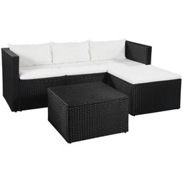 Bonnevie - 3-tlg. Sitzgruppe Gartenmöbel Set - Balkonmöbel Set Poly Rattan Schwarz und Weiß BV812049