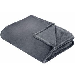 Beliani Kuscheldecke Grau Polyester Stoff 150 x 200 cm Einfarbig Modern Überwurf für Bett Sofa Couch Sessel Erwachsene Kinder Wohnzimmer Schlafzimmer - Grau