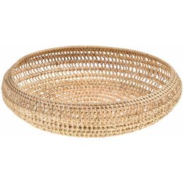 Beliani Dekoschale Natur aus Rattan ⌀ 36 cm Rund Tischdeko Dekoration Wohnaccessoire für Esstisch Obstschale Boho Modern