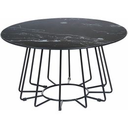 Beliani - Couchtisch Schwarze Tischplatte, Metallgestell, Marmoroptik, glamouröses Design - Schwarz