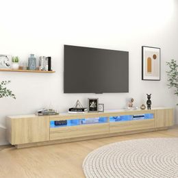 Bonnevie - TV-Lowboard TV-Schrank - Fernsehschrank mit LED-Leuchten Sonoma-Eiche 300x35x40 cm BV165107