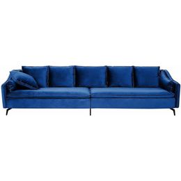 Beliani Sofa Marineblau Samt 4-Sitzer mit Vielen Kissen Hohen Beinen Glamourös Modern Wohnlandschaft Wohnzimmer Möbel Sitzmöbel - Blau