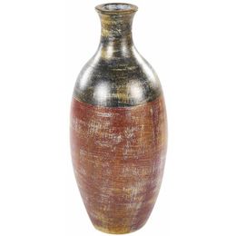 Beliani Dekorative Vase braun und schwarz aus Terrakotta handgefertigt natürlich Stil für Trockenblumen - Braun