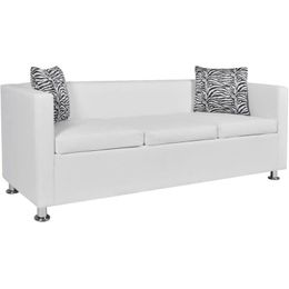 3-Sitzer-Sofa Couch Wohnzimmersofa - Kunstleder Weiß BV795389 Bonnevie
