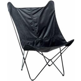 Beliani - Sessel Schwarz Samt mit Haarnadel Metallgestell Retro Stil Butterfly-Sessel Schmetterlingssessel Flur Diele Wohnzimmer Schlafzimmer