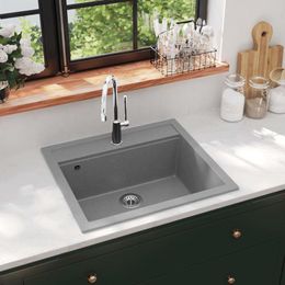 Küchenspüle Granitspüle Einzelbecken Waschbecken - Grau BV480630 - BonneVie