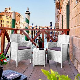 Lounge-Set für den Außenbereich Jupiter, Gartenset mit Kissen, Lounge-Set für den Innenbereich in Rattan-Optik, 100 % Made in Italy, Weiß
