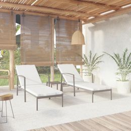 2er Set Sonnenliegen Gartenliegen - Liegestühle mit Tisch Poly Rattan Schwarz BV202187 - BonneVie