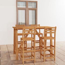 5-tlg. Gartenbar-Set Bartisch Set Gartenmöbel - Bistrotisch mit 4 Stühlen Massivholz Akazie BV639606 Bonnevie