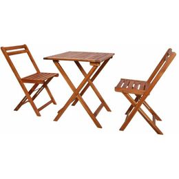 3-tlg. Gartenmöbel Set Bistro-Set - Esstisch mit 2 Stühlen Klappbar Massivholz Akazie BV861449 Bonnevie