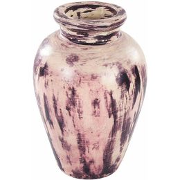 Beliani - Dekorative Vase violett und beige aus Terrakotta 34 cm handgefertigt bemalt Retro Vintage inspiriertes Design - Violett