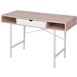 Schreibtisch Computertisch - Bürotisch mit 1 Schublade Eiche und Weiß BV563074 Bonnevie