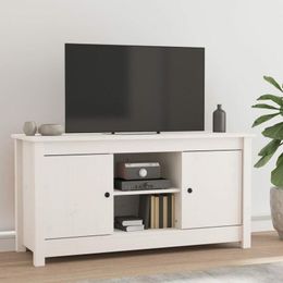 Bonnevie - TV-Lowboard TV-Schrank - Fernsehschrank Weiß 103x36,5x52 cm Massivholz Kiefer BV651477
