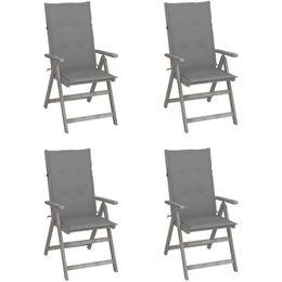 4er Set Gartenstühle Verstellbare Gartensessel - Balkonstühle mit Auflagen Massivholz Akazie BV382737 Bonnevie