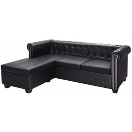 Chesterfield Sofa Couch Wohnzimmersofa - in L-Form Kunstleder Schwarz BV856231 Bonnevie