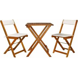 3-tlg. Gartenmöbel Set Bistro-Set - Esstisch mit 2 Stühlen Klappbar mit Auflagen Massivholz Akazie BV685587 Bonnevie