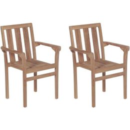 2er Set Gartenstühle Stapelbare Gartensessel - Balkonstühle Massivholz Teak BV185137 Bonnevie