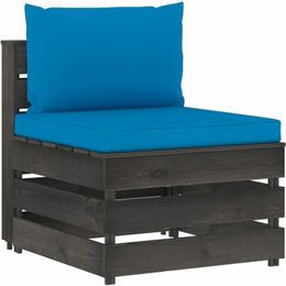 Modulares Mittelsofa Gartensofa - Couch Gartenmöbel mit Kissen Grau Imprägniertes Holz BV887520 Bonnevie