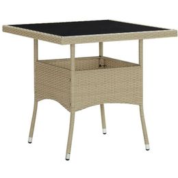 Garten-Esstisch Esszimmertisch - Gartentisch Beige Poly Rattan und Glas BV276083 Bonnevie