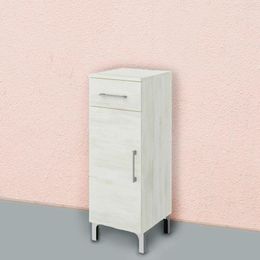 KIAMAMI VALENTINA 30Cm Bodenstehender Badezimmerschrank, Türen+Schubladen Weisse Eiche Rimini