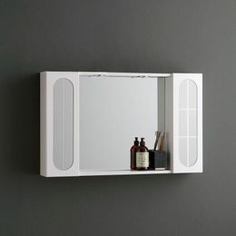 KIAMAMI VALENTINA Container Badezimmerspiegel 92Cm 2 Wandschränke Mit Spiegeltür Und Led-Licht