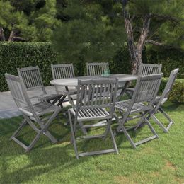 9-tlg. Gartenmöbel Set Sitzgruppe Garten mit Tisch und Stühlen - Massivholz Akazie Grau BV500394 Bonnevie