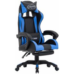 Gaming-Stuhl Bürostuhl Cheffsessel - mit Fußstütze Blau und Schwarz Kunstleder BV976166 Bonnevie