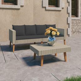 Bonnevie - 2-tlg. Sitzgruppe Gartenmöbel Set - Balkonmöbel Set mit Auflagen Poly Rattan Beige BV756842