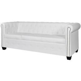 Chesterfield Sofa 3-Sitzer Couch Wohnzimmersofa - Kunstleder Weiß BV854147 Bonnevie