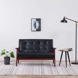2-Sitzer-Sofa Couch Wohnzimmersofa - Schwarz Kunstleder BV716805 Bonnevie Schwarz