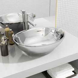 Waschbecken Aufsatzwaschbecken - Waschtisch 40 x 33 x 13,5 cm Keramik Silber BV409315 Bonnevie