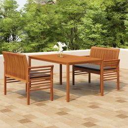 Bonnevie - 3-tlg. Gartenmöbel Set Sitzgruppe Garten mit Tisch und Stühlen - mit Kissen Massivholz Akazie BV751703