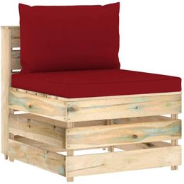 Modulares Mittelsofa Gartensofa - Couch Gartenmöbel mit Kissen Grün Imprägniertes Holz BV496180 Bonnevie