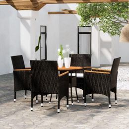 5-tlg. Gartenmöbel Set Sitzgruppe Garten mit Tisch und Stühlen - Poly Rattan Schwarz BV950579 Bonnevie