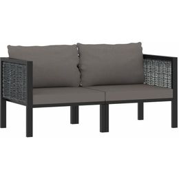 Bonnevie - 2-Sitzer-Sofa Couch Wohnzimmersofa - mit Auflage Anthrazit Poly Rattan BV656345