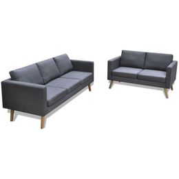 Sofa Set 2-Sitzer und 3-Sitzer - Couch Wohnzimmersofa Stoff Dunkelgrau BV491910 Bonnevie