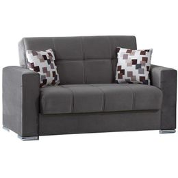 Schlafsofa Dgosen, Lineares 2-Sitzer-Container-Schlafsofa, Wohnzimmersofa aus gepolstertem Stoff mit Klick-Klack-Öffnung, 160x85h91 cm, Grau - Dmora