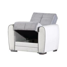 Dmora - Schlafsofa Dcont, Container-Sessel für das Wohnzimmer, umwandelbar in ein Bett, Relax-Sessel aus gepolstertem Stoff, 97x84h91 cm, Weiß und