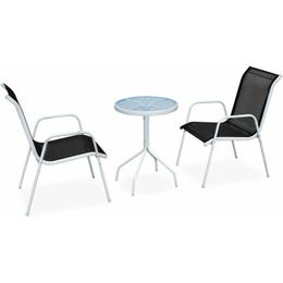 3-tlg. Gartenmöbel Set Bistro-Set - Esstisch mit 2 Stühlen Stahl Schwarz BV147007 Bonnevie