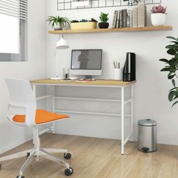Schreibtisch Computertisch - Bürotisch Weiß und Eiche Hell 105x55x72 cm mdf und Metall BV651527 Bonnevie