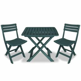 Bonnevie - 3-tlg. Gartenmöbel Set Bistro-Set - Esstisch mit 2 Stühlen Klappbar Kunststoff Grün BV127823