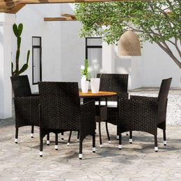 5-tlg. Gartenmöbel Set Sitzgruppe Garten mit Tisch und Stühlen - Poly Rattan Schwarz BV674000 Bonnevie