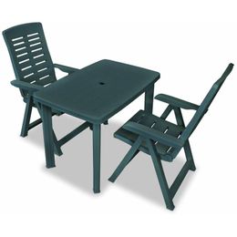 Bonnevie - 3-tlg. Gartenmöbel Set Bistro-Set - Esstisch mit 2 Stühlen Kunststoff Grün BV805922