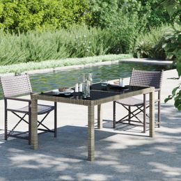 Gartentisch Esstisch - Balkontisch 150x90x75 cm Hartglas und Poly Rattan Grau BV280558 Bonnevie