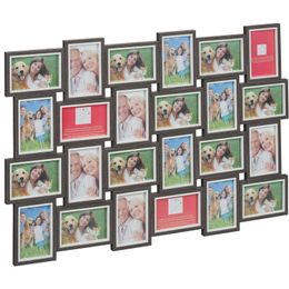 Bilderrahmen Collage, 24 Bilder, 10x15, Hoch- & Querformat, Fotorahmen Wand, 61,5 x 91 cm, Fotocollage, grau - Relaxdays