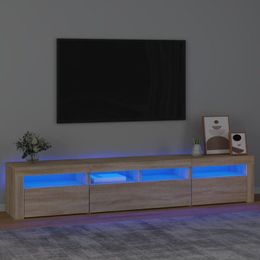 Bonnevie - TV-Lowboard TV-Schrank - Fernsehschrank mit LED-Leuchten Sonoma-Eiche 210x35x40 cm BV736613