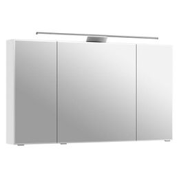 Lomadox - Bad Spiegelschrank, 120cm, mit LED-Aufsatzleuchte in weiß Glanz SOLINGEN-66, b/h/t ca. 120/70,3/17 cm - weiß